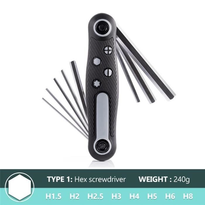 Outil a main,KINDLOV – jeu de 8 clés hexagonales portables, pliables ...