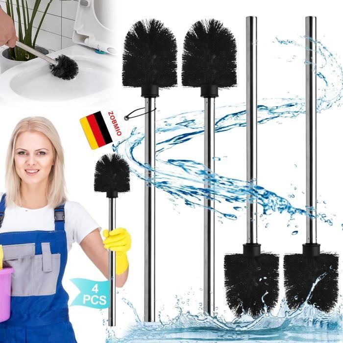 Lot De 4 Brosses Wc Diamètre 8 Cm Brosse Wc Brosse De Toilette Avec Poignée En Acier Inoxydable ...