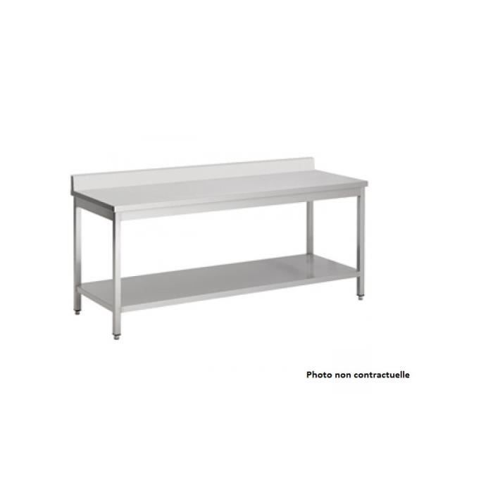 Table Inox de Travail avec Dosseret et Etagère - Gamme 600 - Combisteel - inox 2000x600 600 ...