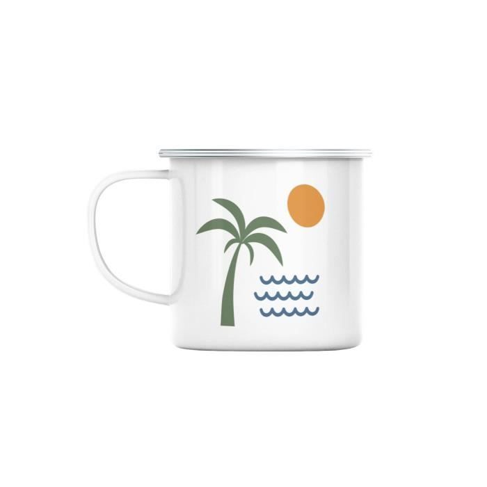 Mug en Métal Emaillé Mer Cocotier Soleil Tropical Exotique Plage ...