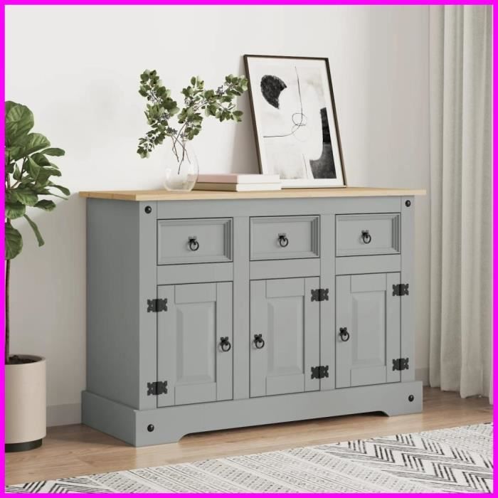 Buffet - FDIT - Corona - Bois massif pin mexicain - 3 tiroirs - 3 ...