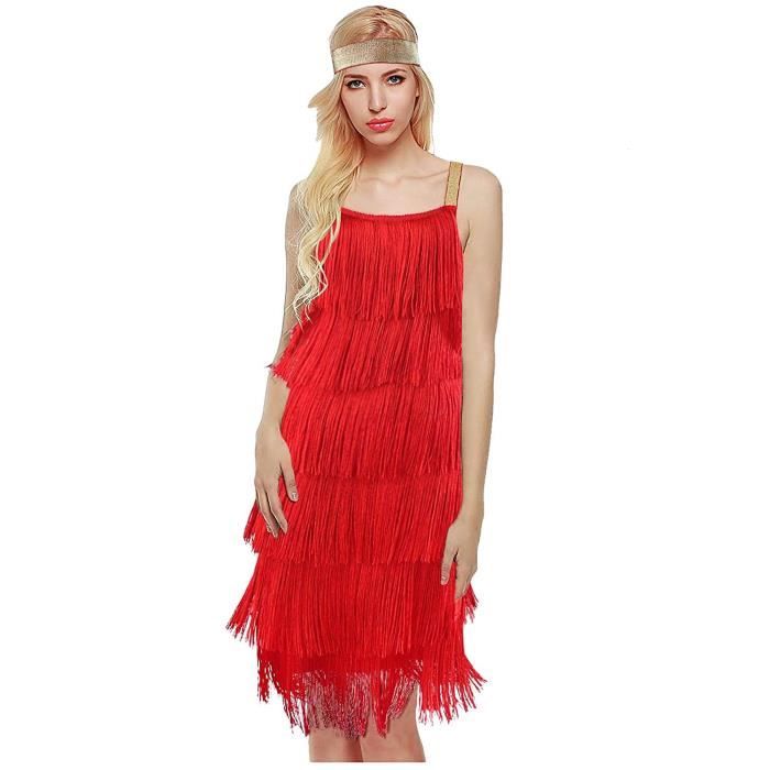Robe J7EMB Années 1920 Glands bretelles robe Gatsby Cocktail frangées ...
