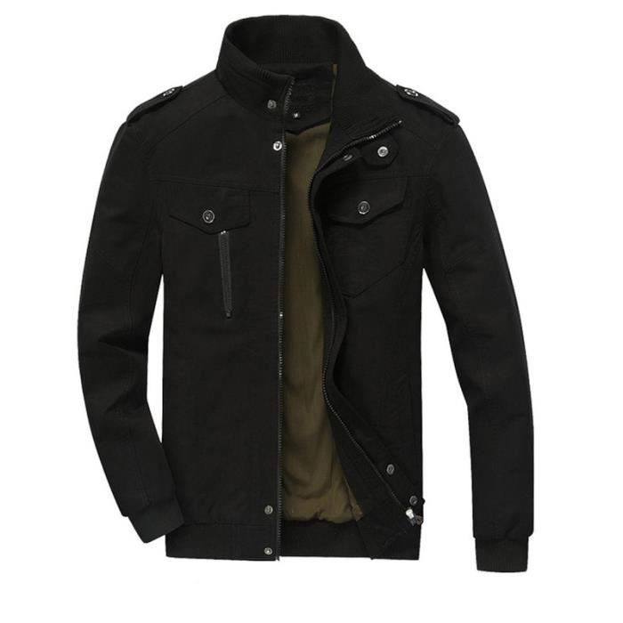 Veste homme en coton délavé pour hommes veste volante Noir - Cdiscount ...
