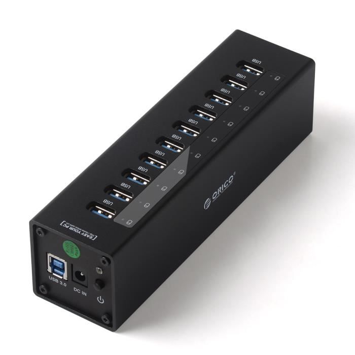 Hub USB 3.0 10 Ports SuperSpeed 5 Gbps Répartiteur 10 Ports ...