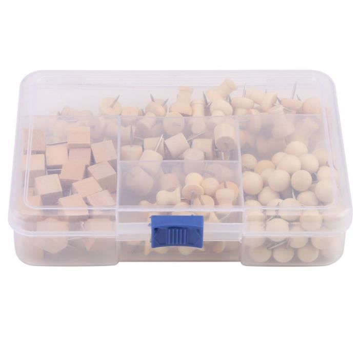 Qiilu punaise de carte 180pcs Nautral punaise en bois punaise punaise ...