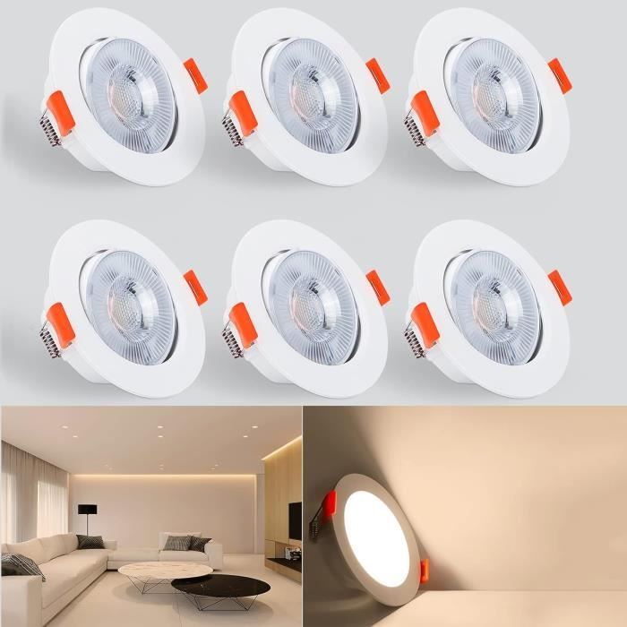 6W Spot Led Encastrable-Plafonnier Encastré Led 40°Orientable-Blanc ...