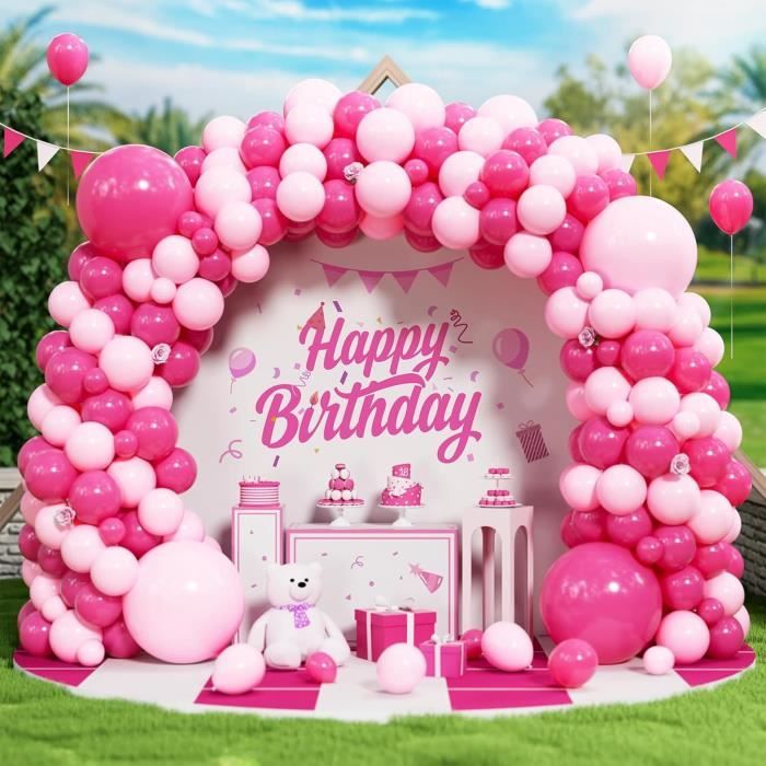 138 Pcs Ballons Roses, Kit Guirlande Ballon Rose Pastel Vif Mat Ballons ...