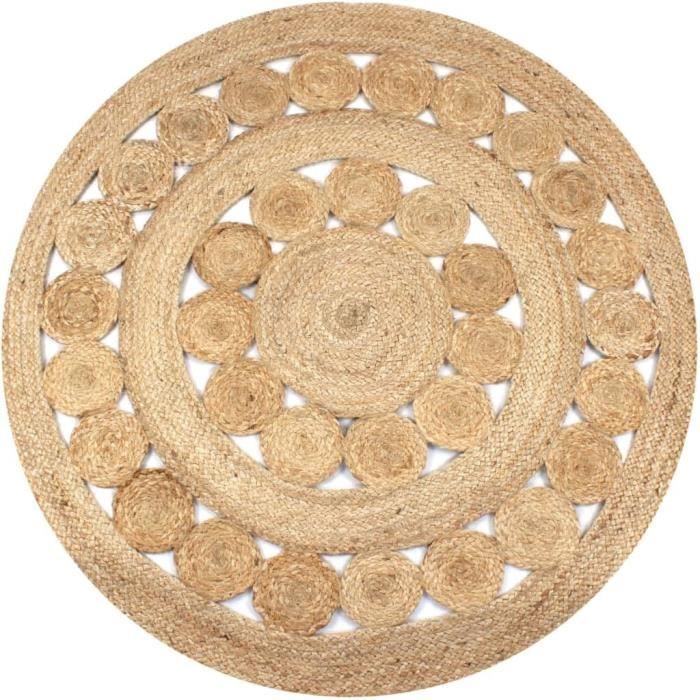 Tapis Jute Design Tressé 120 cm Rond Moquette Carpette à la Main[S74] - Cdiscount Auto