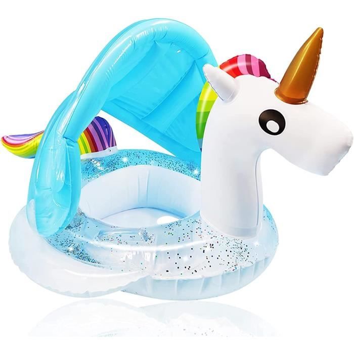 Licorne Flotteur De Piscine Pour Bébé Avec Auvent,Bouée Siège Gonflable ...