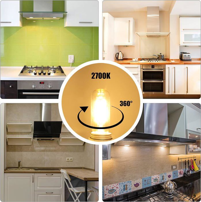 Ampoule LED pour Hotte de Cuisine T25 E14 4W Blanc Chaud 2700K 400LM Équivalent Lampe de Hotte ...