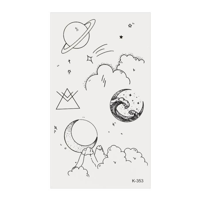 Tatouage Stickers,Planète et Nuages Tatouage Temporaire Stickers ...