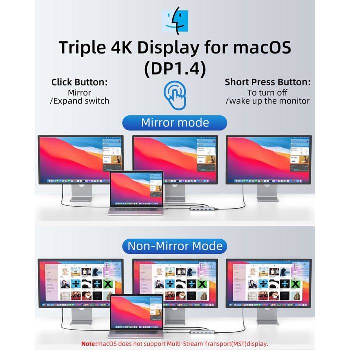 Station d'accueil USB C 2 HDMI DP Display Port Docking Station Triple ...