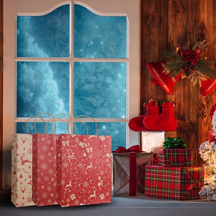 Lot de 16 sacs cadeaux de Noël en papier kraft avec 8 motifs et ...