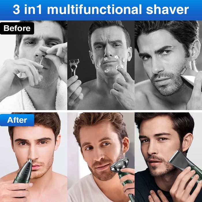 Rasoir électrique 3 en 1 pour hommes, rasoir électrique Rechargeable ...