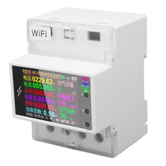 XIX-Compteur d'énergie multifonctionnel Rail DIN 2.4in TFT Display ...