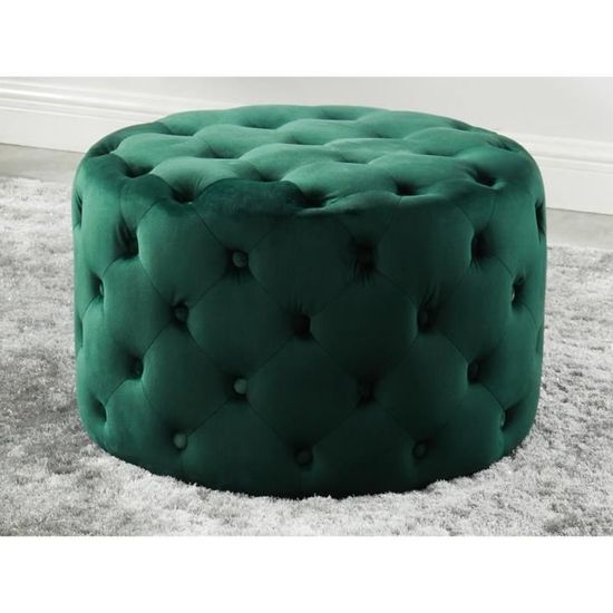 Pouf FOURCA en velours - Vert sapin - Cdiscount Maison