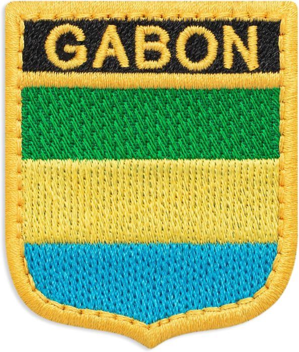 Patch cusson Drapeau Du Gabon Sur Un Bouclier National Ensigne Brod Thermocollant 5 X 56 Cmb2776 ...