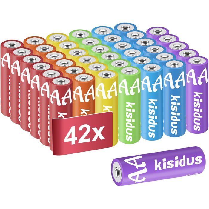 Piles AA 1.5V Pile LR6 Alcaline Coloré en 7 Couleurs pour Le Quotidien ...