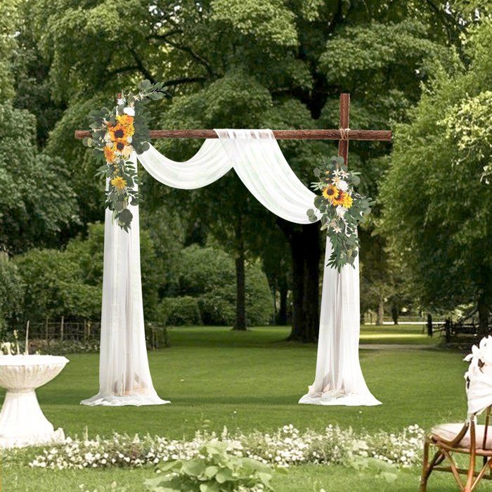 Arche de mariage jaune artificielle avec 2 Fleurs et 1 Tentures ...