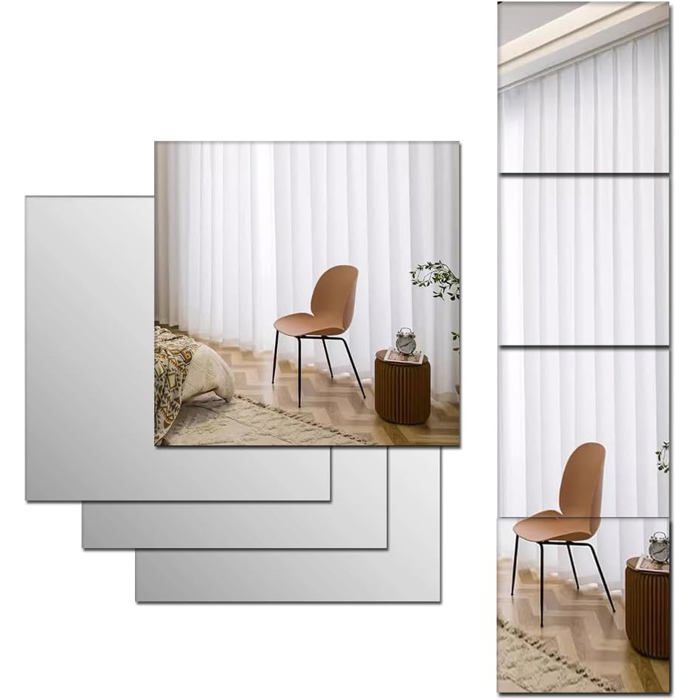 Lot de 4 grands miroirs muraux en acrylique pleine longueur pour murs ...