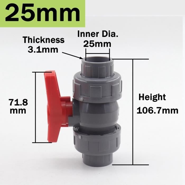 Diamètre intérieur 25 mm-1 PCS-Robinet À Bille Pvc , Connecteur Pour ...