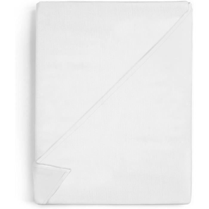 Drap Plat Blanc - Qualité Hôtelière - 100% Coton - 180 x 220 cm ...