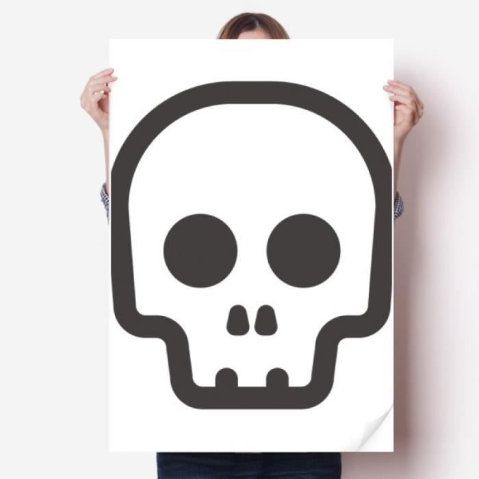 POSTER muet en noir squelette smiley la salle affiche murale de vinyle ...