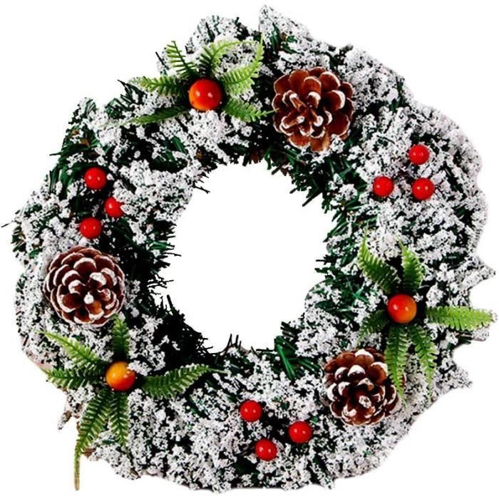 Couronne de Noel Guirlandes de Noël, Guirlande Sapin Artificiel Nëol Vert avec Pomme de pin ...