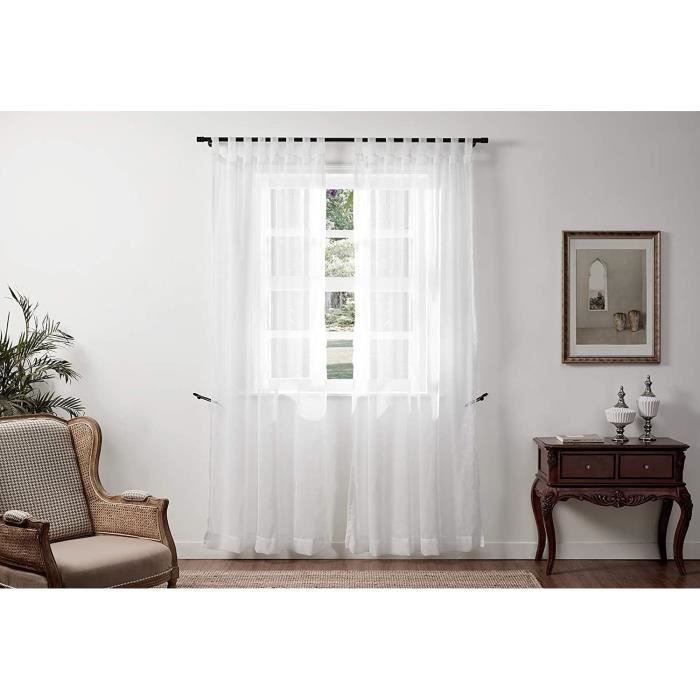 Rideau Transparent Lin Blanc avec à Pattes, Rideaux Voile Opulent de ...