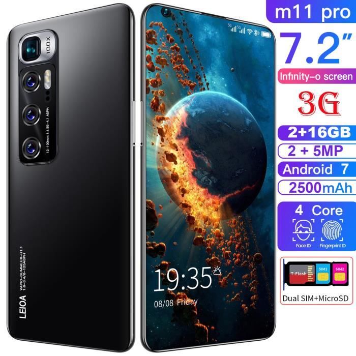 Smartphone M11 Pro 2 Go + 16 Go 4-Core Face Unlock 7,2 pouces téléphone ...