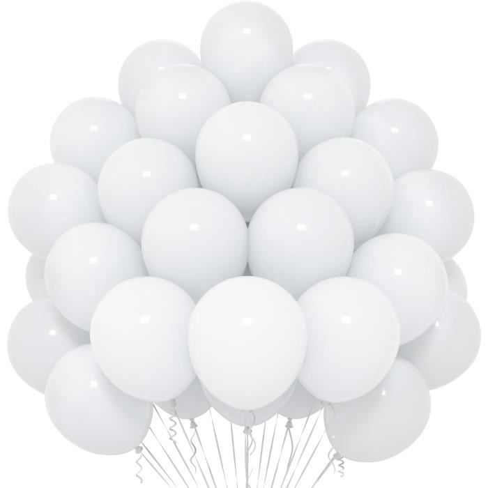 Ballons Blancs, 50 Pièces Ballons Blancs Mats 12 Pouces, Ballons Blancs ...