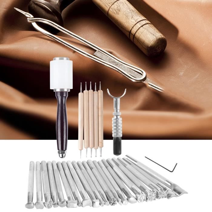 Outil d'artisanat du cuir 28 pièces/ensemble outils de travail du cuir ...