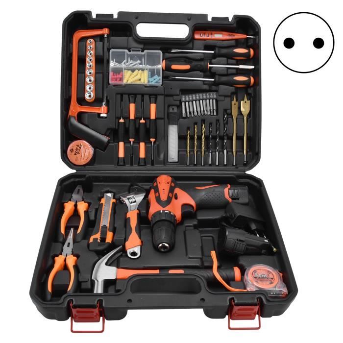 LEX Kit d'outils ménagers avec perceuse 12V sans fil Accessoires de ...