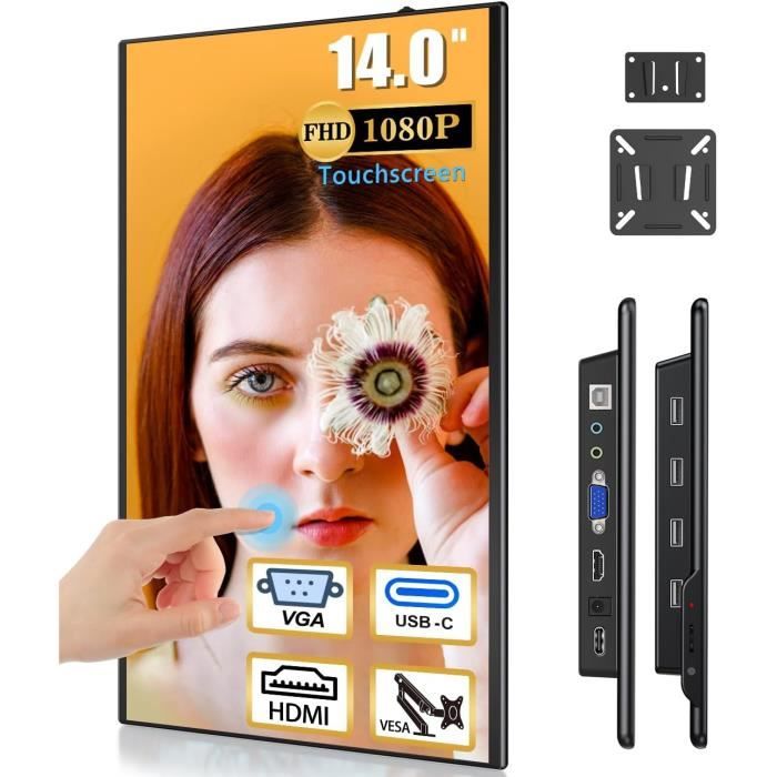 Ecran Tactile 14 Pouces, Résolution 1080P, Connectique Usb C Hdmi Vga ...