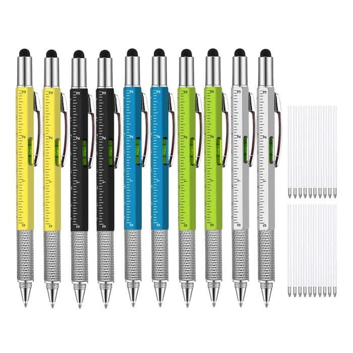 10 PièCes 5 Couleurs 6 en 1 Multitool Stylos à Bille Cadeau Outil Stylo ...