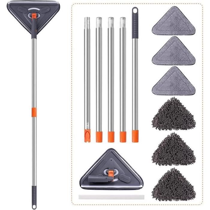 Balai Rotatif Avec Long Manche 6 Tampons De Rechange Pour Mur Et ...