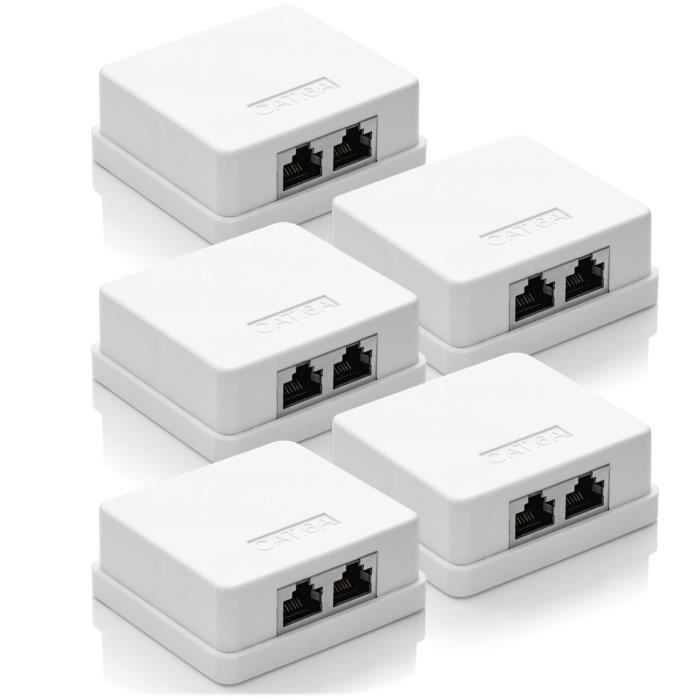 5X Prise Réseau Cat 6A 2X Prise Rj45 Ftp Blindé Montage Mural Ethernet ...