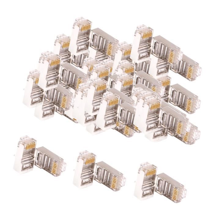 100pcs Connecteurs Gigabit CAT6 RJ45 Blindés Réseau, Prise de Tête de ...