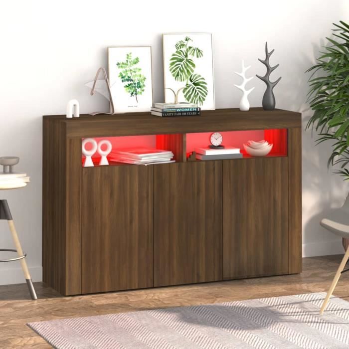TIP - Buffets - bahuts - Buffet avec lumières LED Chêne marron 115 ...