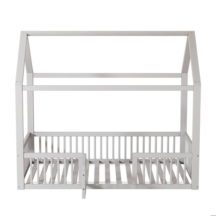 Lit cabane enfant en bois 90×200 cm. barrière de sécurité. sans matelas ...