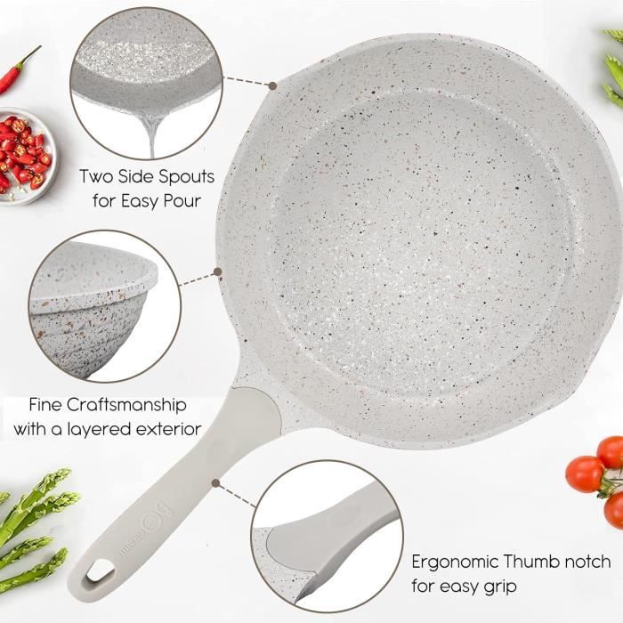 Poêle à Frire Induction Fonte d'Aluminium avec deux bec verseur Antiadhésif sans PFOA Tous Feux ...