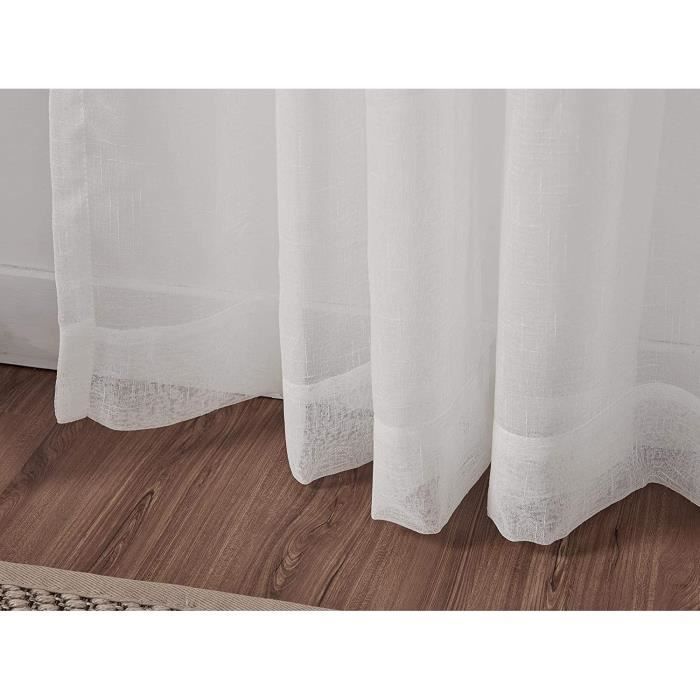 Rideau Transparent Lin Blanc avec à Pattes, Rideaux Voile Opulent de ...