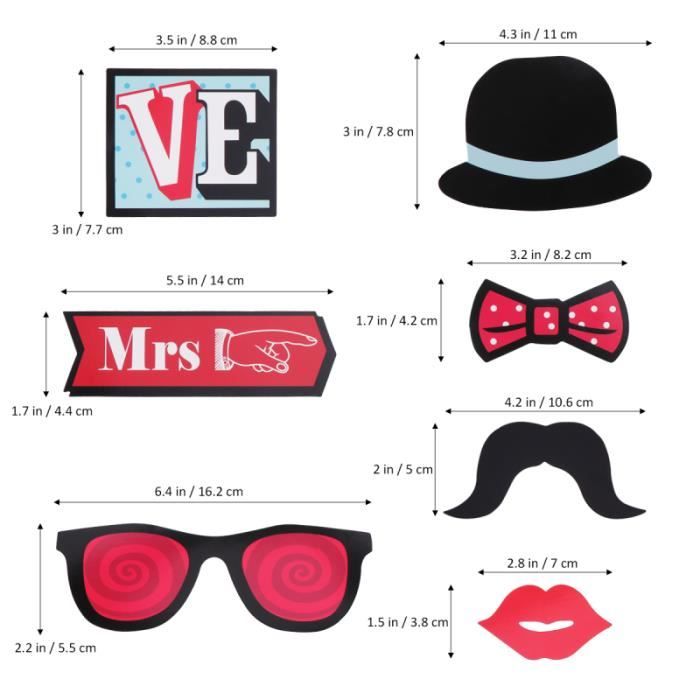 14 Pcs Photo Booth Props Wedding Set LOVE Mme DIY Fun Faveur de mariage ...