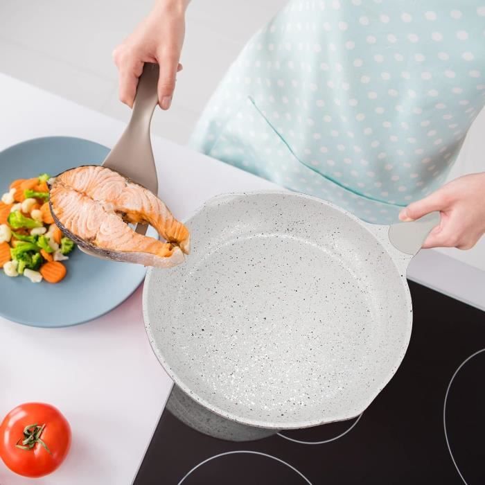 Poêle à Frire Induction Fonte d'Aluminium avec deux bec verseur Antiadhésif sans PFOA Tous Feux ...