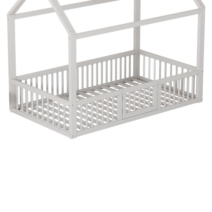 Lit cabane enfant en bois 90×200 cm. barrière de sécurité. sans matelas ...