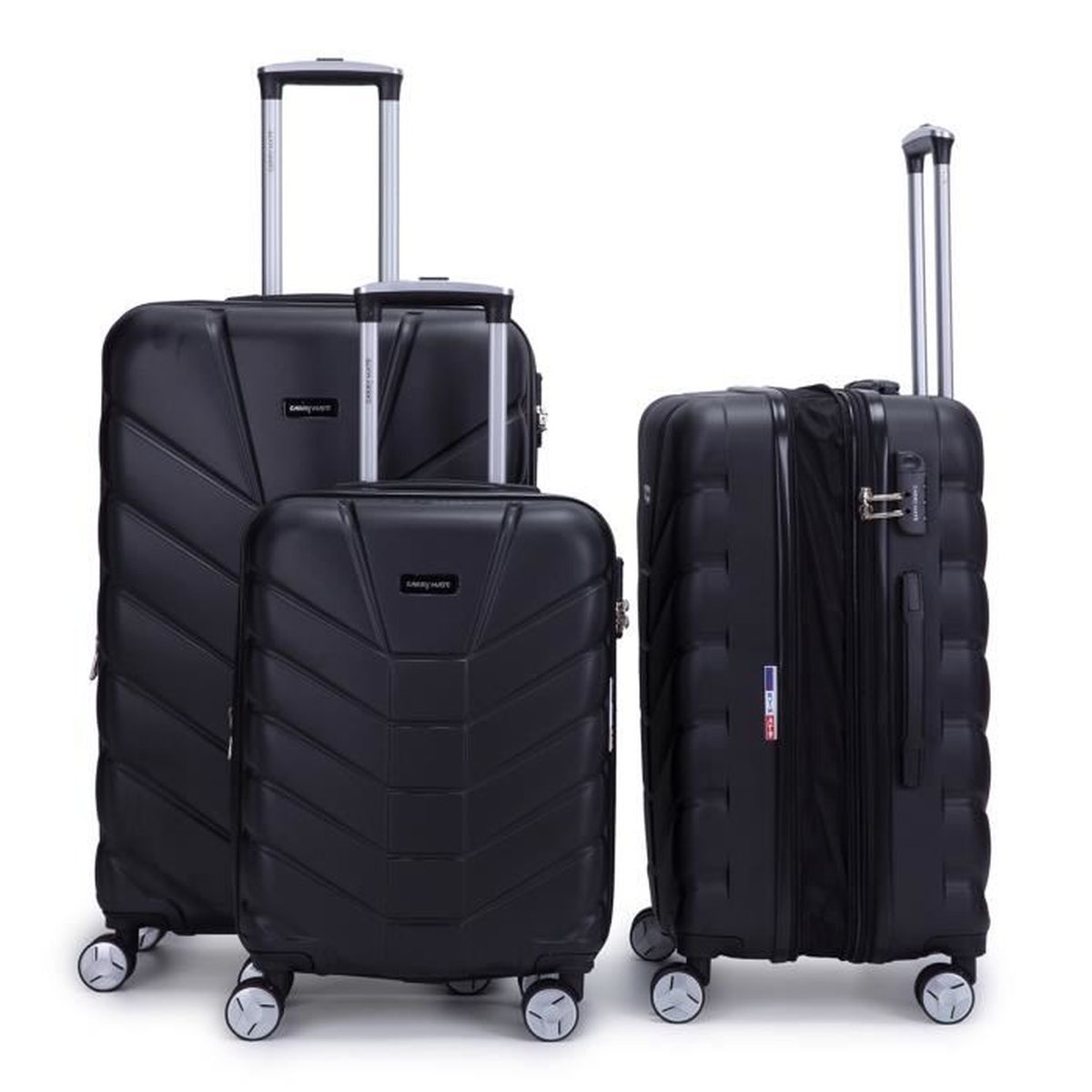 LYS - Set de 3 Valises Extensible Noir Rigide ABS 4 Roues doublées 55 ...
