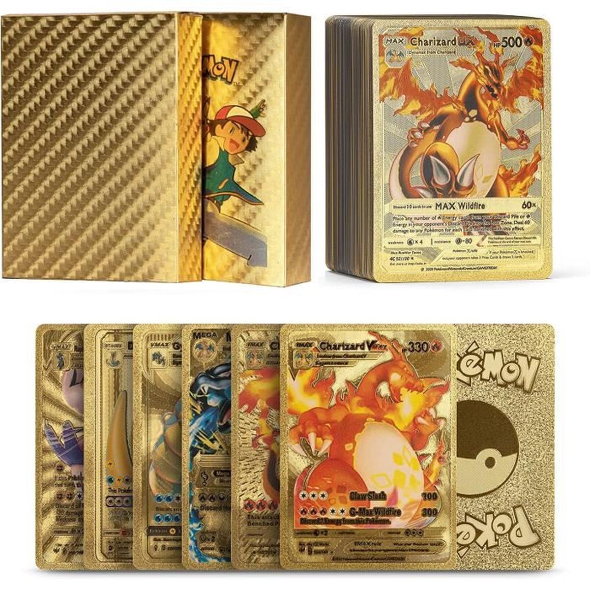 110Pcs Carte Pokemon française, 17V+28Vmax+43GX+15Basic+6EX+1DX ...