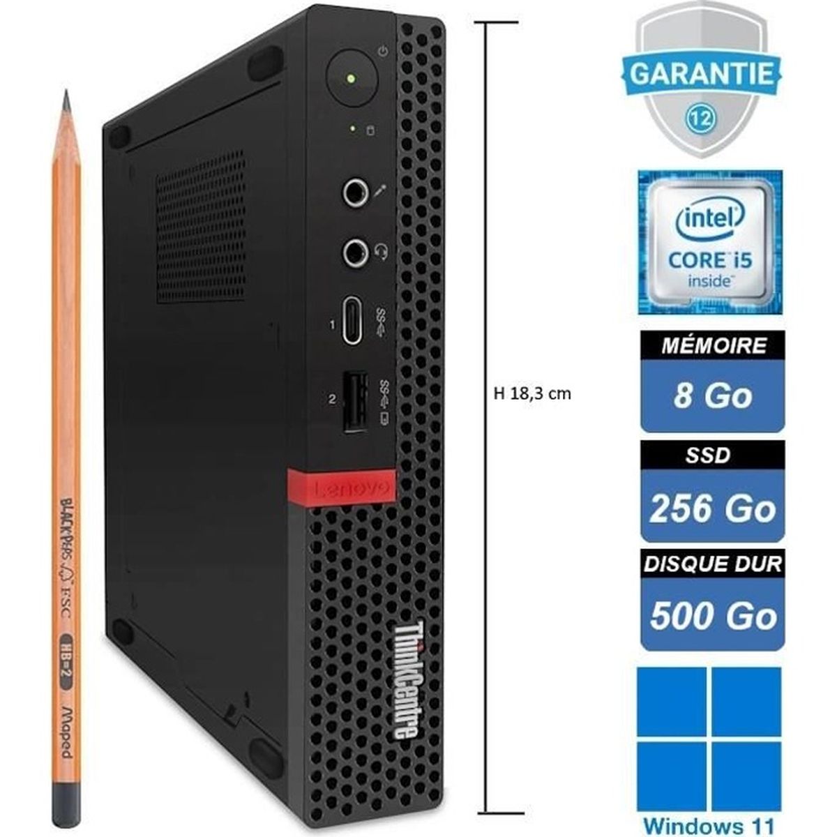 PC Fixe Lenovo M720q Tiny i5 8500T 8Go SSD256Go + HDD500Go Win11 Pro ...