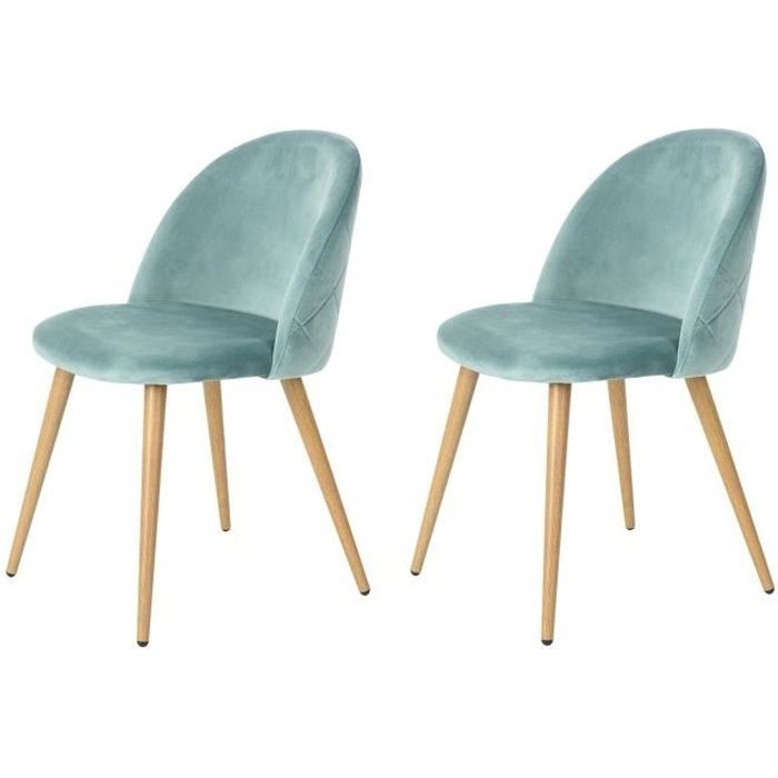 ZOMBA Lot de 2 chaises en velours turquoise - Scandinave - Pieds décor ...