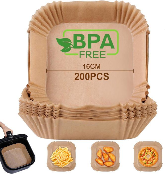 Papier Sulfurisé pour Air Fryer, 200 Pièces 16cm Papier Cuisson Paper ...